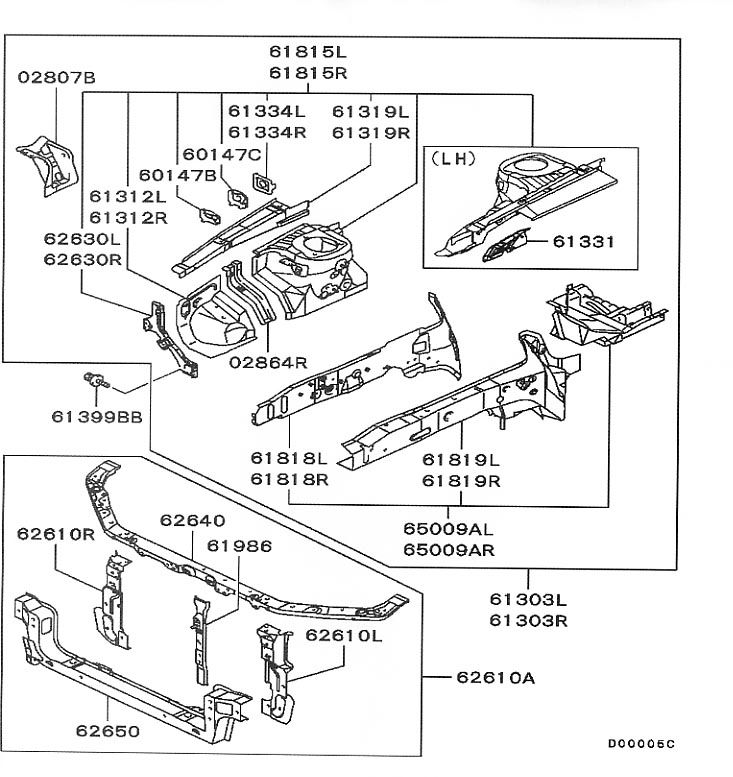 Mitsubishi 62640 PANEL, HEAD LAMP SUPPORT, UPPER | JDM Japanparts.com ...