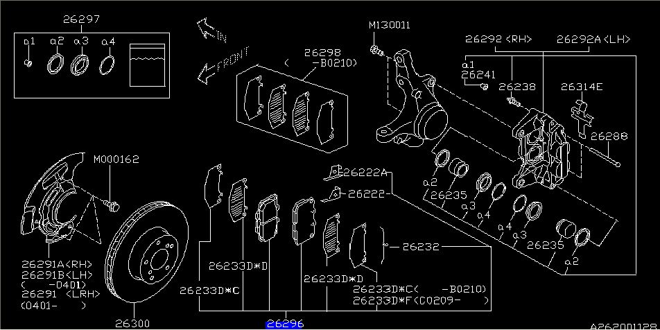 Subaru 26296 PAD KIT, FRONT DISK BRAKE | JDM Japanparts.com | GDB/ D-G