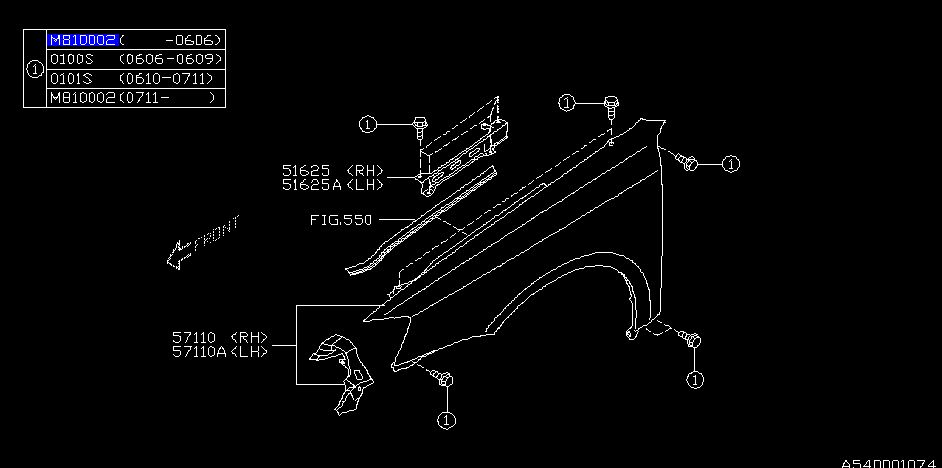 Subaru 57110 + 57110A FENDER COMPLETE, FRONT | JDM Japanparts.com | BP/BL