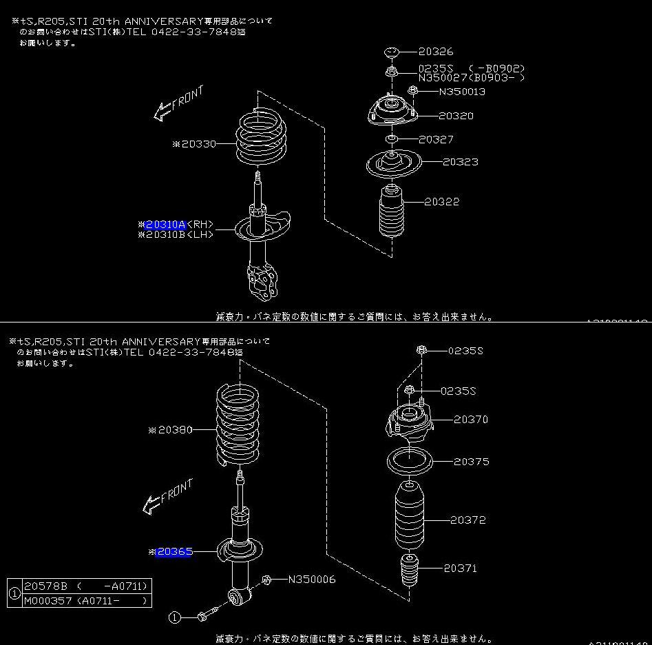 STI R205 SPRING AND STRUT KIT(ST20310ZR040 + ST20310ZR050 ...