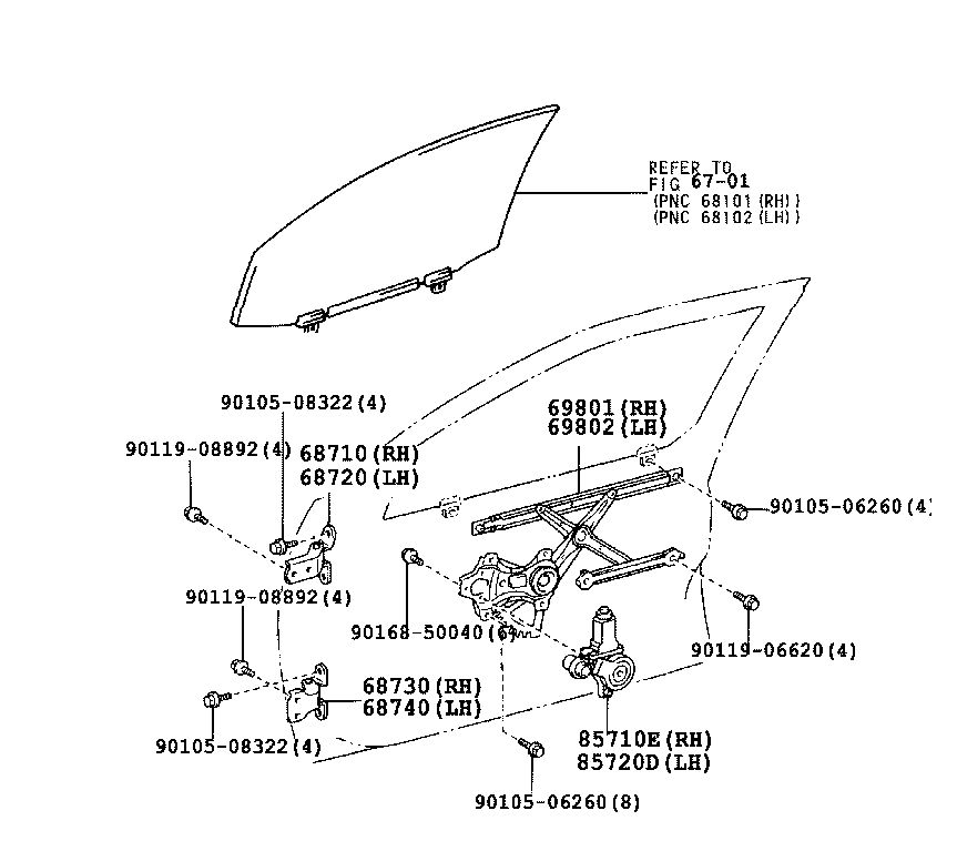 Toyota 69801/ 69802 FRONT DOOR WINDOW REGULATOR | JDM Japanparts.com ...