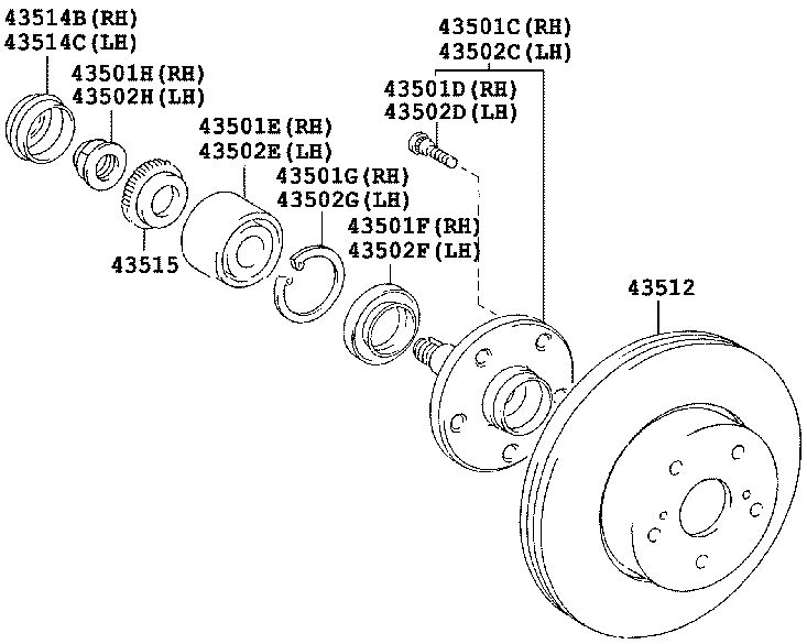 Toyota 43501C+43502C FRONT AXLE HUB | JDM Japanparts.com | SXE10/ GXE10 ...