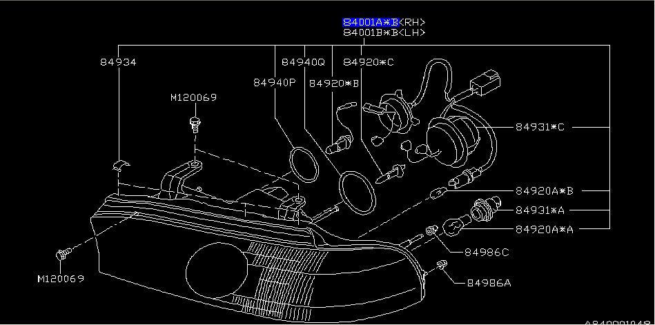 Subaru 84001A*B/ 84001B*B LAMP ASSY. HEAD | JDM Japanparts.com | BG/BD