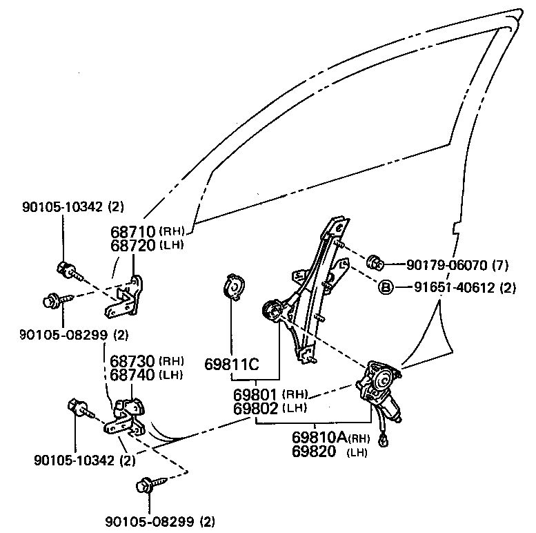 Toyota 69801/69802 FRONT DOOR WINDOW REGULATOR | JDM Japanparts.com ...