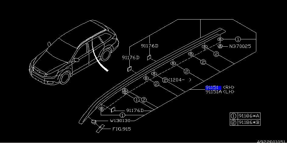 Subaru 91151+91151A ROOF RAIL ASSY | JDM Japanparts.com | BR