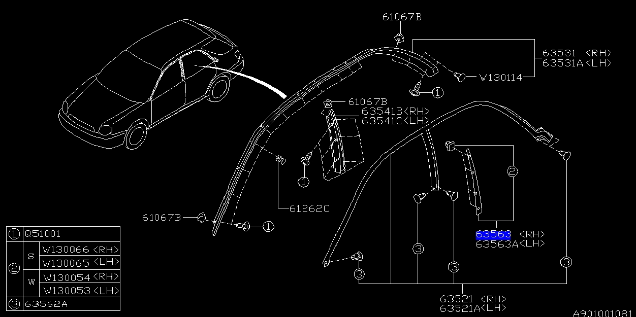 Subaru 63563A COVER ASSY, B PILLAR for LH | JDM Japanparts.com | GDB/F