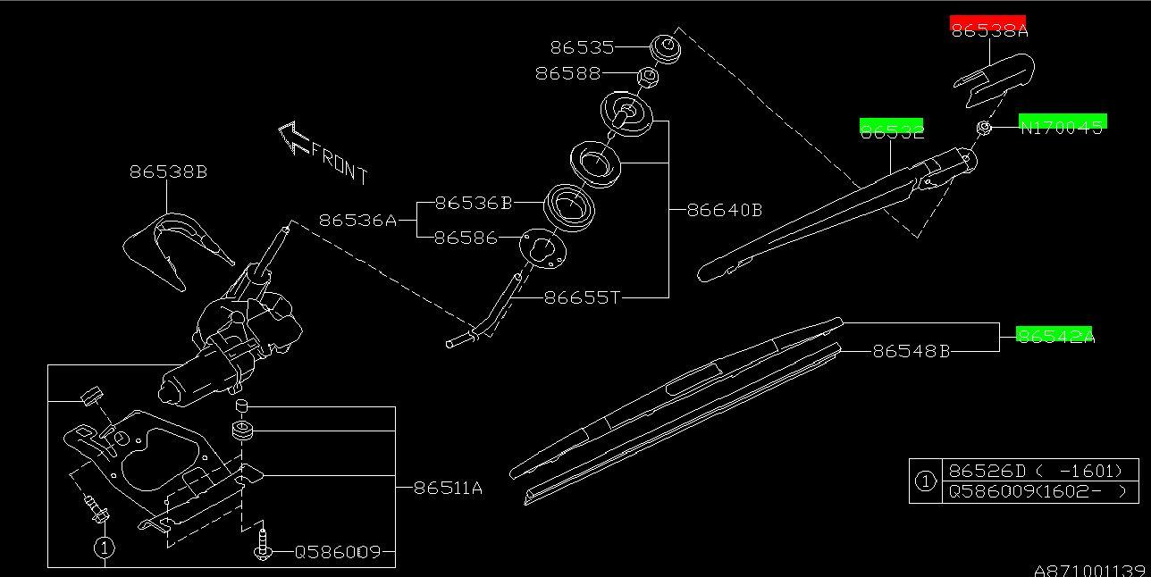 Subaru 86542A + 86538A + 86532 + N170045 REAR WIPER BLADE | JDM ...