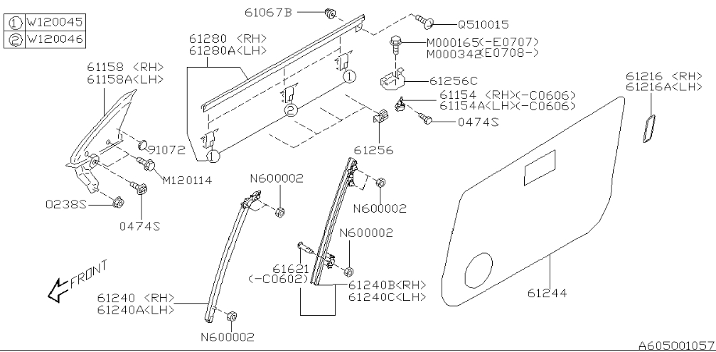 Subaru 61280/61280A WEATHER STRIP, DOOR FRNOT OUTER | JDM Japanparts ...